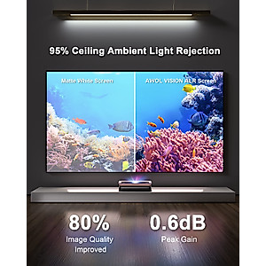 AWOL VISION Ambient Light Rejecting (ALR) Projector Screen for Ultra Short Throw(UST) Projector, 120" Fixed Frame, 80% Picture Quality Improved, 95% Celling Light Rejecting(CLR), Active 3D - C120