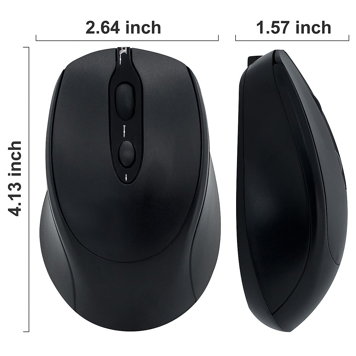 Wonzir Rechargeable Wireless Mouse,Bluetooth 5.2 & 2.4G Portable Optical Mouse with USB Receiver,3 Adjustable DPI for Laptop,MacBook,PC,Windows, iPad,Android OS System (Black)