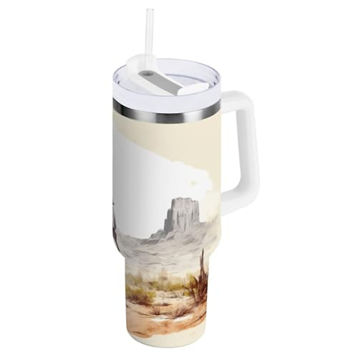 Jihqo Western Cowboys 40 oz Stainless Steel Vacuum Insulated Tumbler with Handle and Straw Lid, Leakproof Water Bottle Double Wall Travel Mug Coffee Cup, Cupholder Friendly