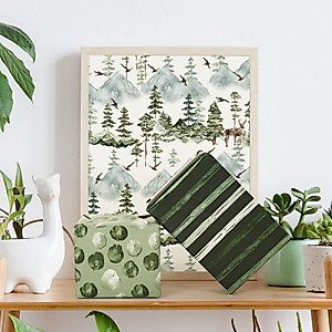 AnyDesign 12 Sheet Forest Theme Wrapping Paper Watercolor Woodland Gift Wrap Paper Bulk Green Tree Elk Art Paper for Birthday Wedding Baby Shower DIY Crafts Gift Packing, 19.7 x 27.6, Folded Flat