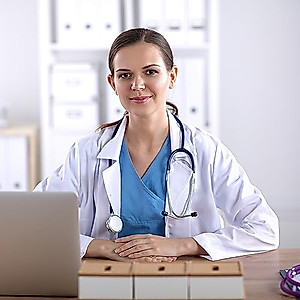 HEEDFIT Premium Quality White Lab Coats for Women, A Full White Poly-Cotton 35” Long Reusable Women's Lab Coat WHITE M