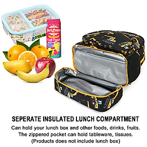 LEDAOU Kids School Backpack with Lunch Cooler Compartment 2 in 1 Boys Girls Bookbag and Insulated Lunch Bag for Preschool Kindergarten Elementary (Construction Vehicle)