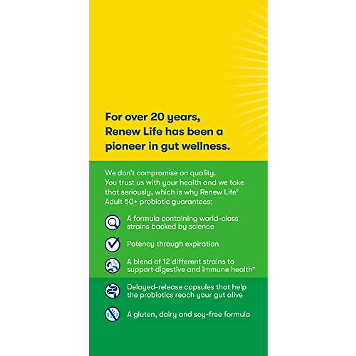 Renew Life Adult Probiotics 50+, 30 Billion CFU Guaranteed, Probiotic Supplement for Digestive & Immune Health, Shelf Stable, Gluten Free, Extra Care, For Men & Women, 60 Capsules