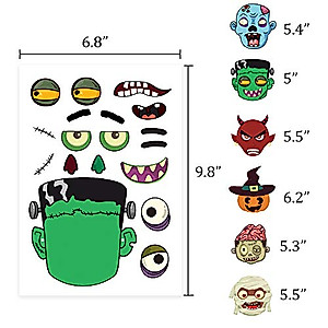 Halloween Stickers Crafts for Kids - Pumpkin Zombie Mummy - Party Games Favors Supplies Decorations 24Ct