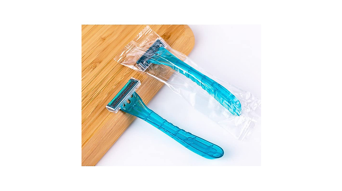Bulk 100 Disposable Razors - Individually Wrapped for Travel & Hotels