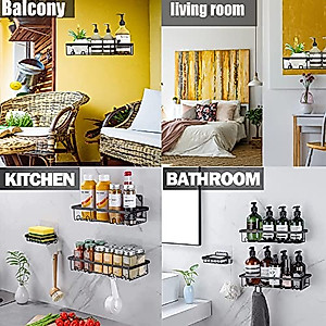 APPBYER Adhesive Shower Caddy Shelf with 14 Hooks Organizer Rack(3 Pack) & 1 Soap Dish,Bathroom Shower Shelves Wall Mounted Shower Rack Bathroom Organizer - No Drilling for Home Inside