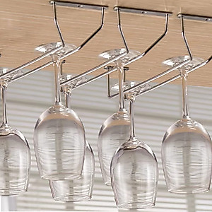 Junvaia 3 Pack Wine Glass Rack, Under Cabinet Wine Glass Holder, 10.6" Stemware Rack Hanging Wine Rack Anti-rust Chrome Plating Metal Organizer Glasses Storage for Bar Kitchen Wine Rack Under Cabinet