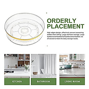 UPKOCH Turntable Organizer Rotating Condiment Rack Kitchen Cabinet Storage Container Cosmetic Makeup Organizers for Pantry Fridge Vanity Bathroom White Shelf Organizer