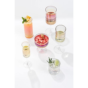 Fluted Iridescent Wine Glasses – Christian Siriano Chroma 17.5oz Red Wine Glasses Set of 2 Big Iridescent Long Stem Wine Glasses. Unique, Colorful Stemmed Red Wine Glass or Cocktail Glasses.