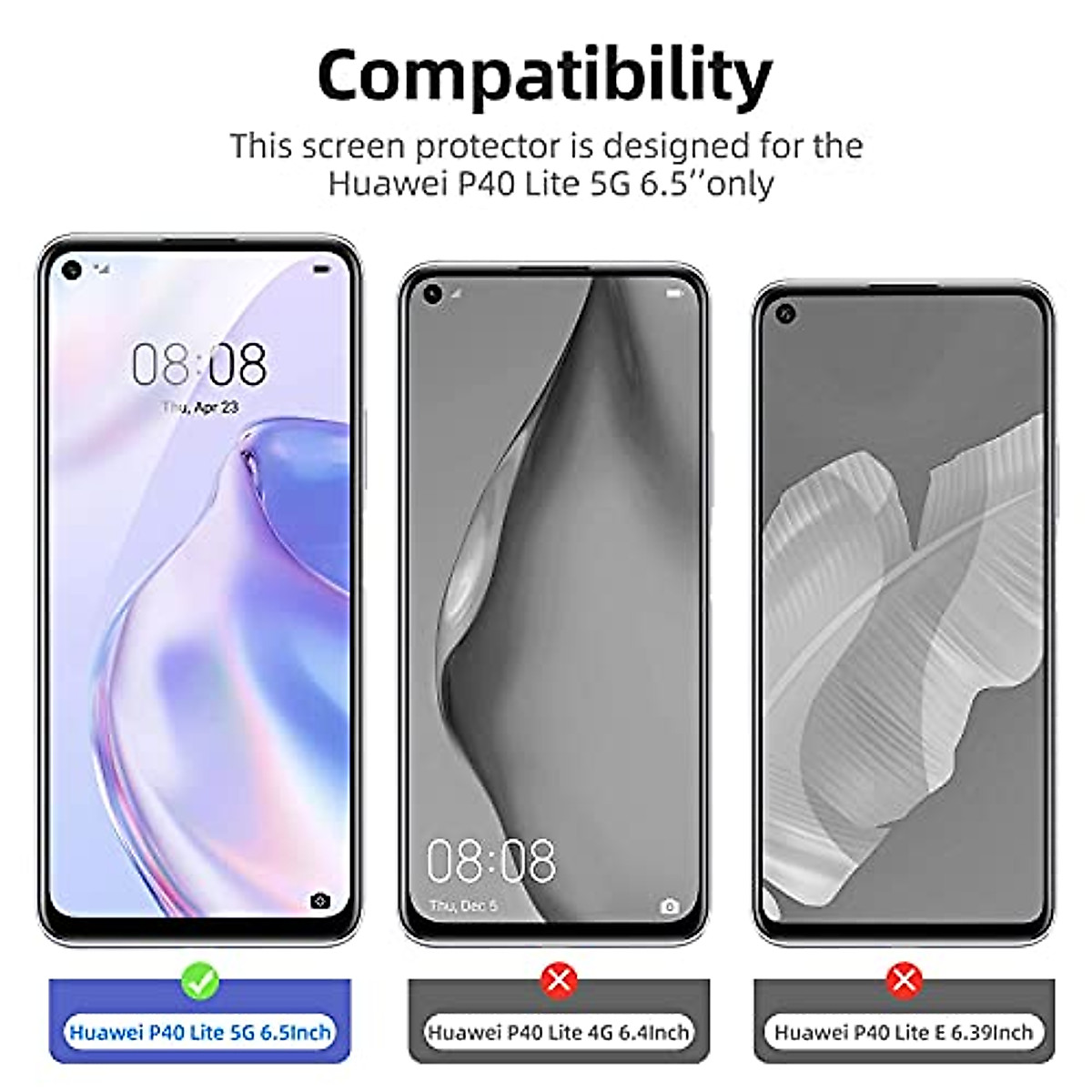 NEW'C 3 Pack Designed for Huawei P40 Lite 5G, [Not for Huawei P40 Lite 4G] Anti-Scratch Screen Protector Tempered Glass, Case Friendly Anti Scratch Bubble Free Ultra Resistant