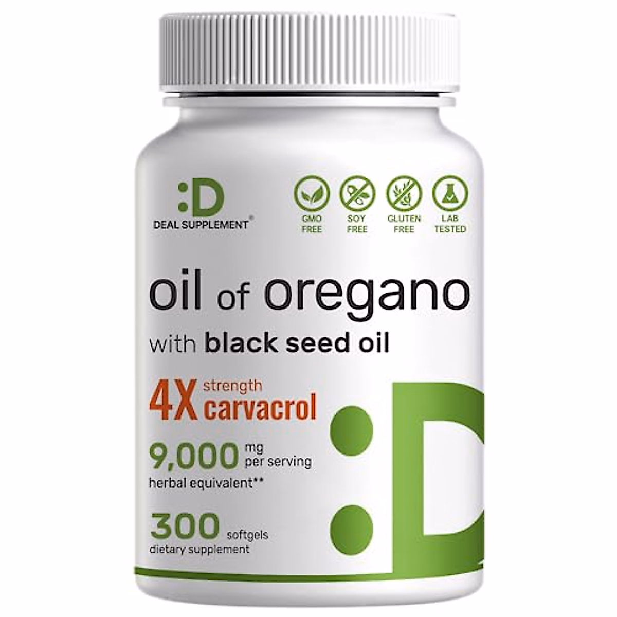 DEAL SUPPLEMENT Oil of Oregano Softgels with Black Seed Oil, 9,000mg Per Serving, 300 Count – 30:1 Extract, Active Carvacrol & Thymoquinone – Antioxidant Immune Health Support – Plant Based, Non-GMO
