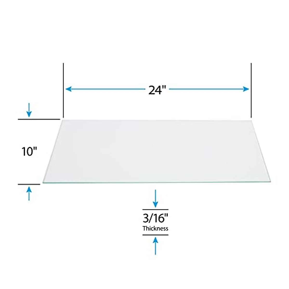SSWBasics Tempered Glass Shelf - 10" W x 24" L x 3/16" - Set of 2