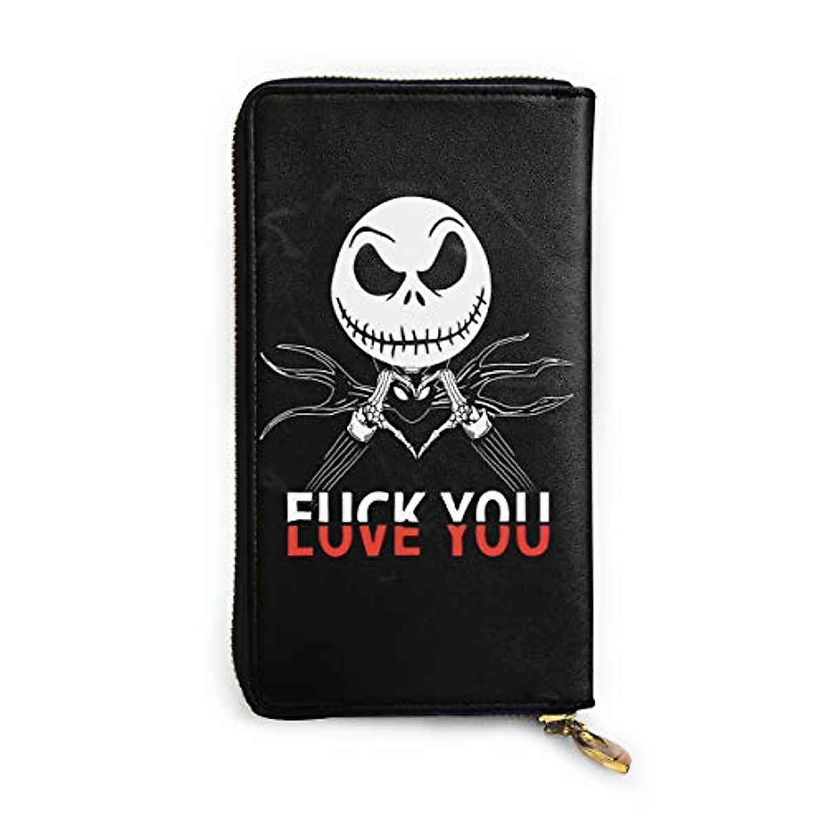 Nightmare Before Christmas RFID Blocking ID Window Genuine Leather Wallet Pocket Zip Wallet for Men,Women