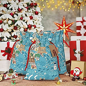 Greece Mapchristmas Drawstring Gift Bag, Linen Drawstring Gift Bag, Reusable Drawstring Gift Bag, Used For Christmas, Birthday, Wedding Supplies