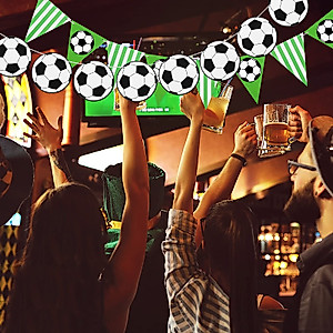 4 Pieces Soccer Banner Decoration Soccer Theme Party Supplies, 3m Football Flags Bunting Banners Soccer Ball Garlands for Soccer Fans Wekcome World Cup 2022