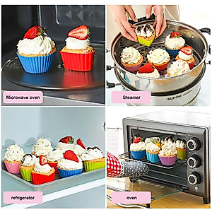 Silicone Molds Silicone Cupcake Baking Cups Silicone Flower Molds Silicone Donut Baking Pan Set Nonstick Silicone Donut Mold Oven- Microwave- Dishwasher Safe（24 pieces ）