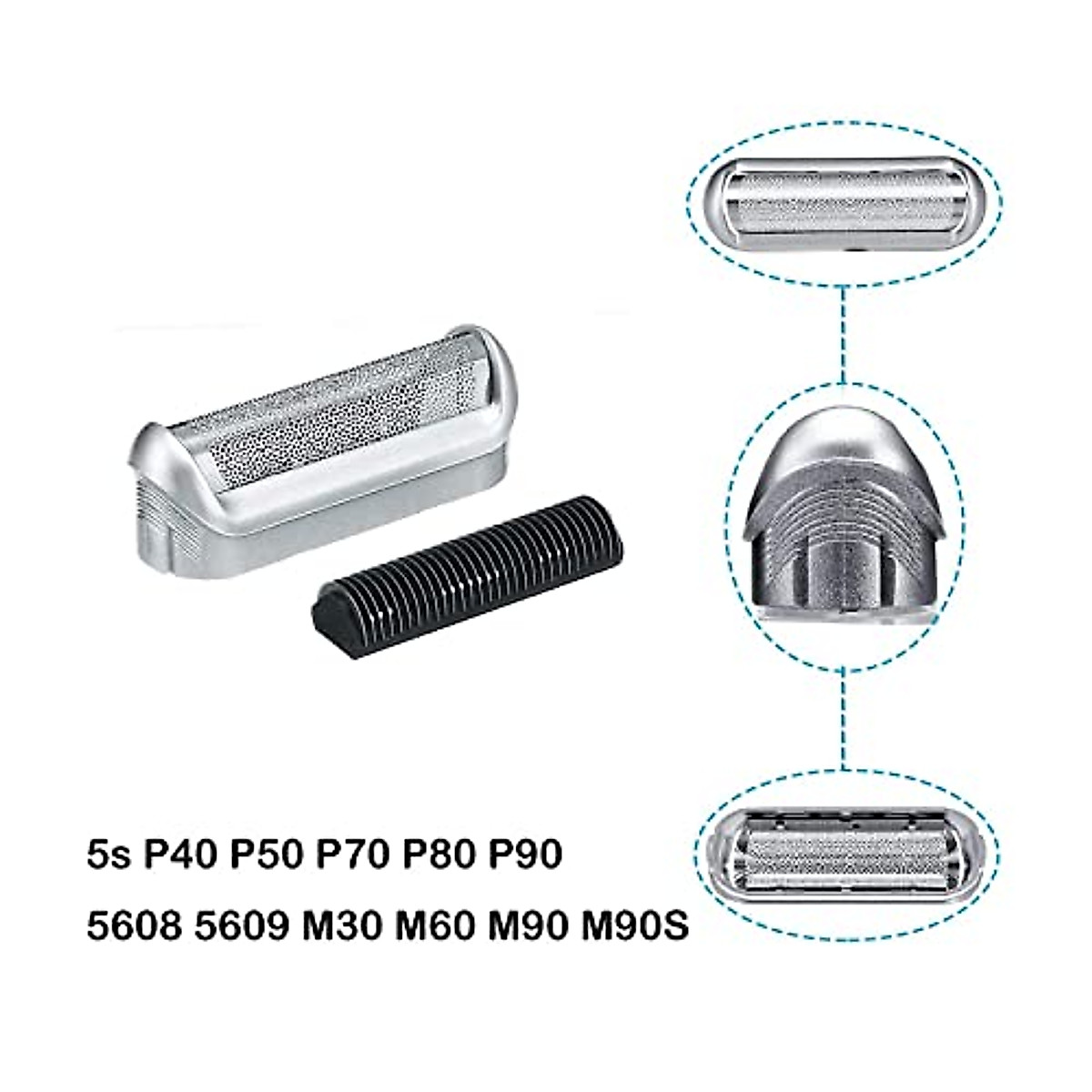 Electric Shaver Replacement Head for Braun Series 5, Electric Shaver Replacement Heads,5s Replacement Foil & Cutter for Compatible with Braun M90 M60 P40 P50 P60 P70 P80 555 575