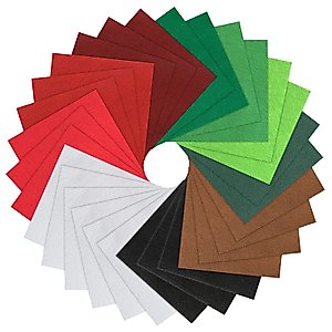 Pllieay 30 Pieces Felt Fabric Sheets for Christmas, 10 Colors Craft Felt Sheets Patchwork Sewing DIY Craft for Art Making and Christmas Decoration, 1.3mm, 5.9 by 5.9 Inch