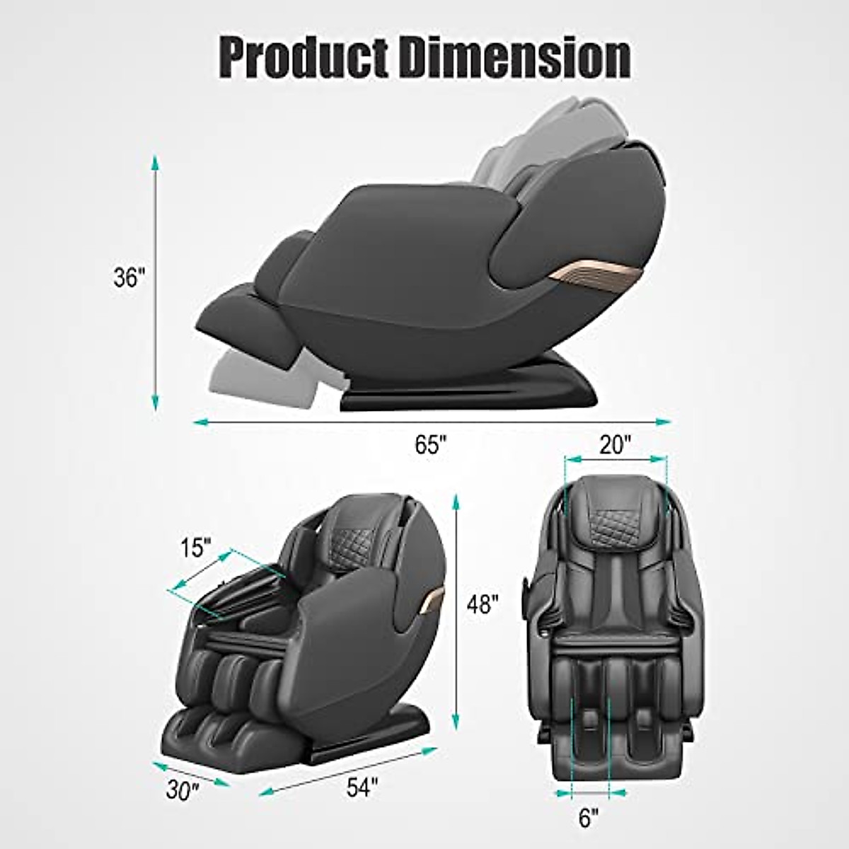 Real Relax Massage Chair, Full Body Zero Gravity SL Track Shiatsu Massage Recliner Chair with Shortcut Key Body Scan Heat Foot Roller, PS3100 Black