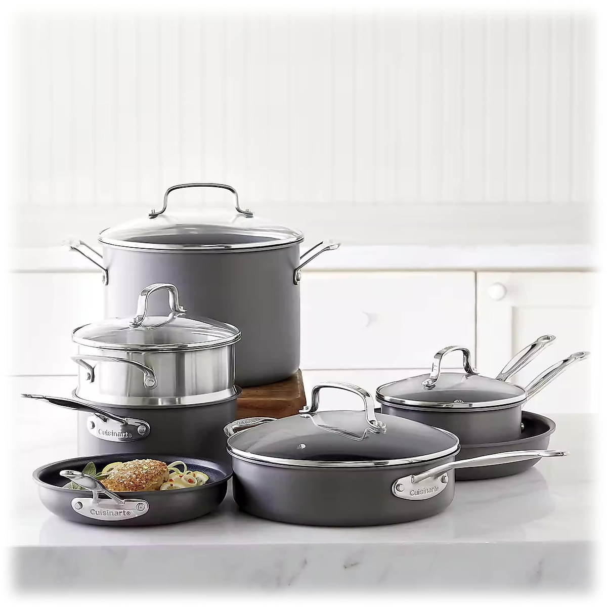 Cuisinart 11-Piece Hard Anodized Nonstick Induction and Dishwasher Safe Cookware Set (68I-11)
