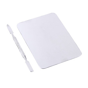 Mixing Palette Small Stainless Steel Makeup Palette Rec Shape Mixing Plate Tools with Spatula Nail Art Palette for Blending Cosmetic Shades