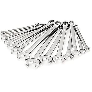 Max Torque 14-Piece Premium Metric Combination Wrench Set in Rack, No Skipped Metric Size 6mm to 19mm | Longer Wrench Body Design, Chrome Vanadium Steel, Mirror Chrome Finish, Unique V-Groove Open End