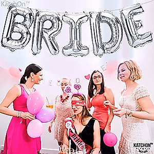 KatchOn, Giant Bride Balloons Silver, 40 Inch - Bachelorette Party Decorations | Silver Bride Balloons for Bridal Shower Decorations | Bridal Shower Balloons | Bride Balloon Silver, Engagement Décor
