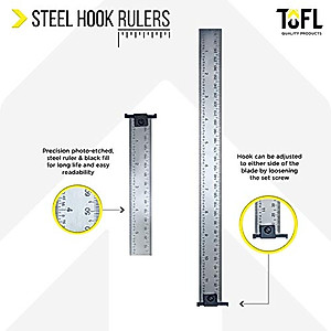A Set of Hooked Rulers (1)6 and (1)12 Inch Hooked Rulers Standard and Metric Measurements Double Sided Machinist Rule Crafting Woodworking Straight Edge Design Layout by TOFL