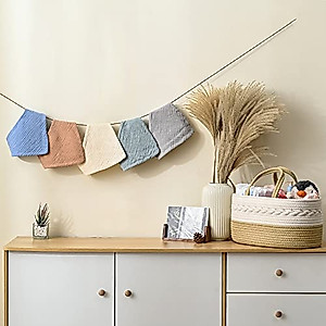 YeaYee 8Pcs Muslin Baby Bandana Bibs for Boys Girls, Six-Layer Soft Cotton Bibs, Drool Bibs with Adujustable Metal Snap Closure, Gender-Neutral bibs for drooling and teething