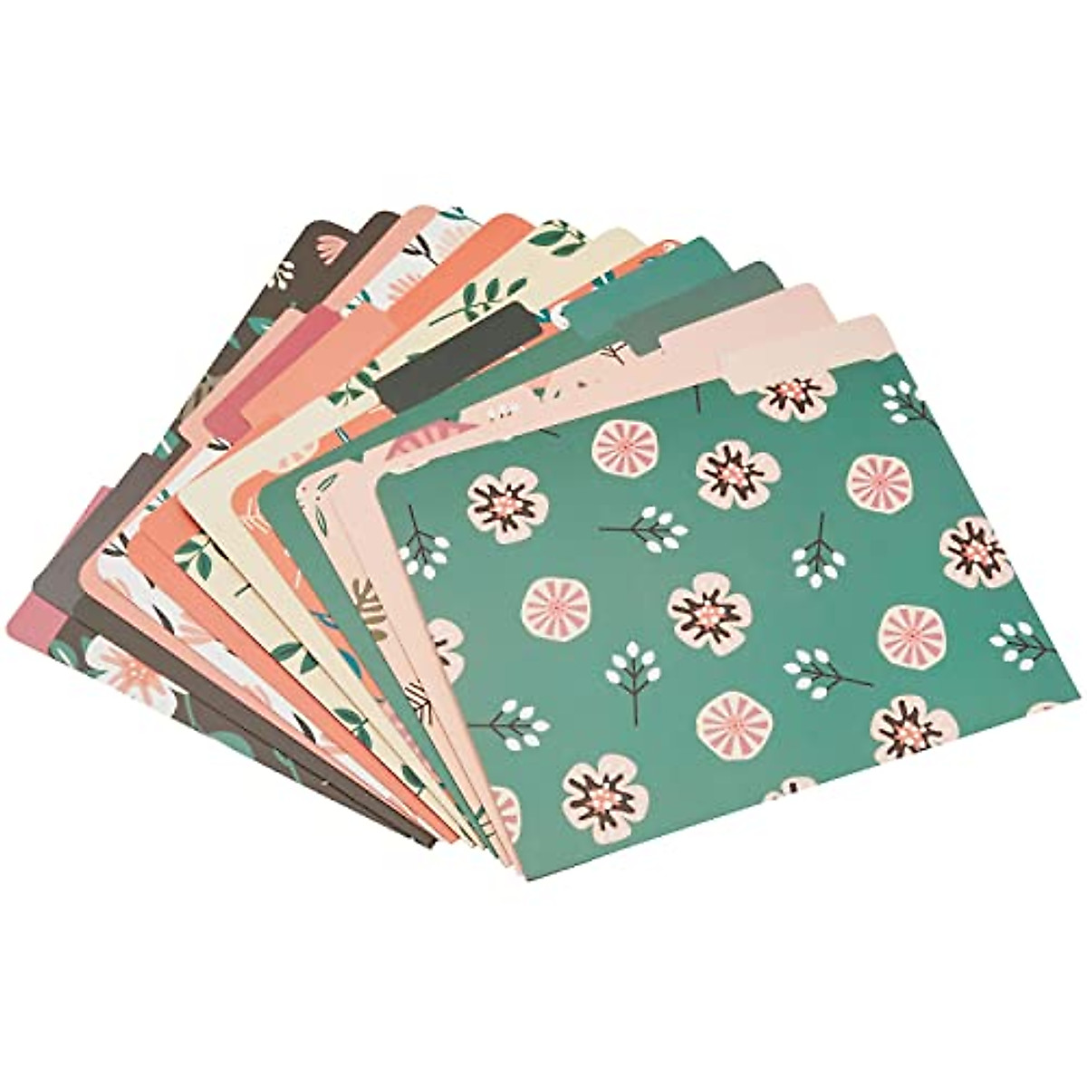 12 Pack Decorative Flower File Folders with 1/3 Cut Tab, Pretty Letter Size 3-Tab Floral Office Supplies (9.5 x 11.5 in)