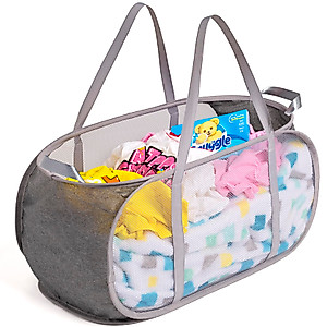 Tenrai Tear Proof Pop Up Laundry Hampers, Easy to Collapsible Laundry Basket, Easy to Carry & Go Up and Down Stairs, Mesh-Breathable, with Strong Handles Laundry Hamper. (1.5 Loads)