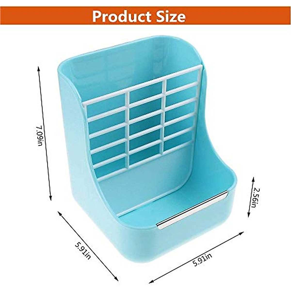 Rabbit Feeder Bunny Guinea Pig Hay Feeder, Hay Food Bin Feeder, Hay and Food Feeder Bowls Manger Rack for Rabbit Guinea Pig Chinchilla (6*6*7 Inches, Blue)