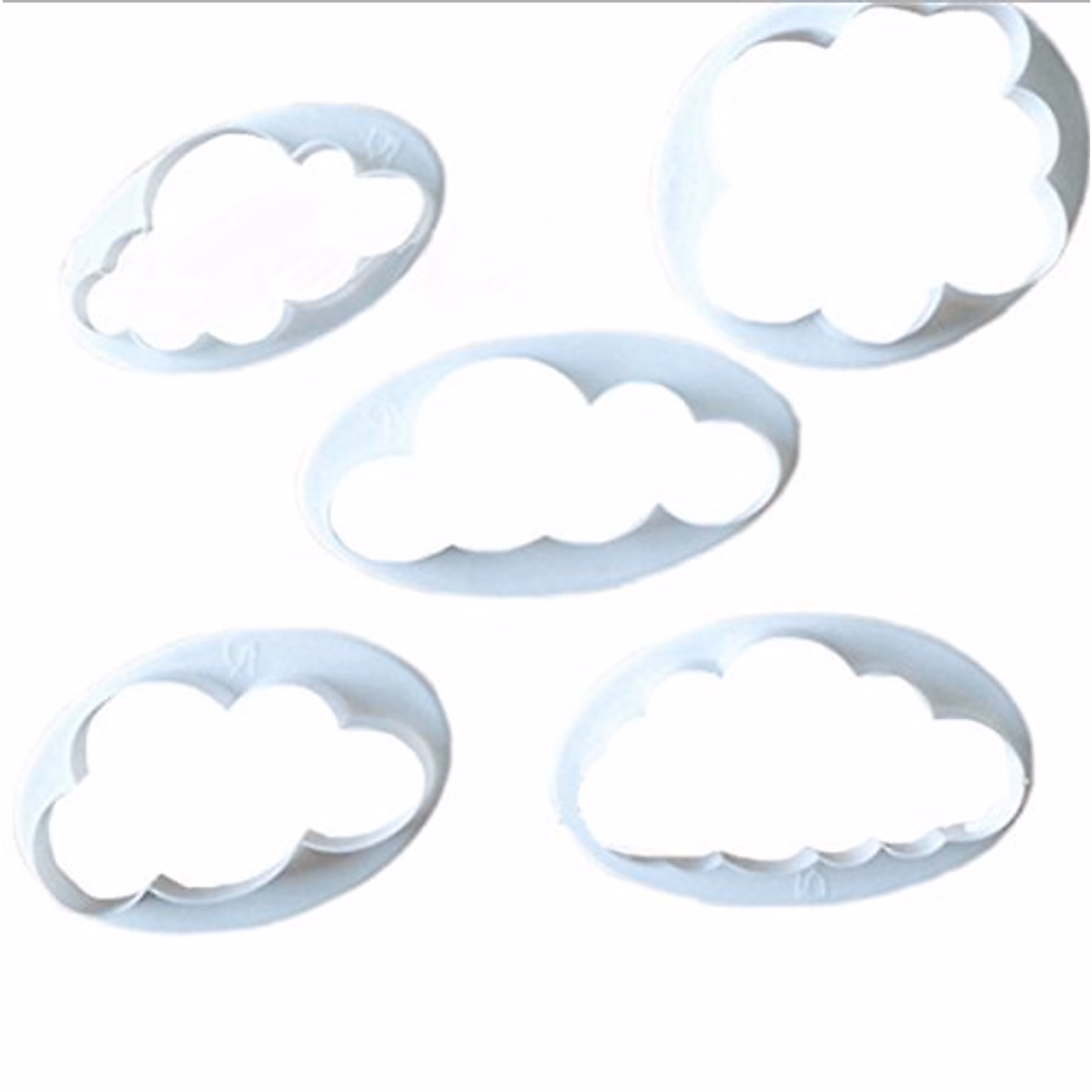 LOKMAN Set of 5 Fluffy Fondant Cloud Cutter, Gum Paste Cutter,Cookie Cake Mold Fondant Cutter, Sugar Craft, Fondant Decorating Tools (Cloud)