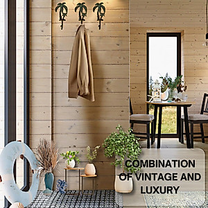 Cast Iron Palm Tree Wall Hooks - Set of 3, 8"x4" Tropical Decorative Hangers, Rustic Black Finish, for Coats, Towels, Bags - Add a Touch of The Tropics to Your Home Decor