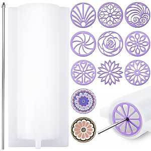 12 Pcs Soap Kaleidoscope Pull Through Mold Big Silicone Tube Column Mold Soap Embed Molds Soap Making Supplies with 10 Flower Templates Swirl Tool 11.8'' Stick for DIY Soap Candle Cake Making Supplies