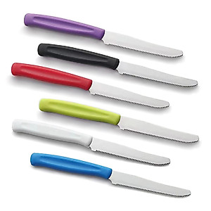 Classic 6-Piece Utility Knife Set, 4-Inch Paring Knife Pairing Knives Serrated Blade, Round Tip (6Pcs)