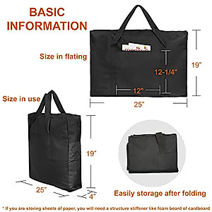 Cupohus 19" x 25" Waterproof Art Portfolio Bag (2022 Edition 2.0) with Outer Pockets and Handle, Student Carry Transport Storage Bag for 18" x 24" Artworks