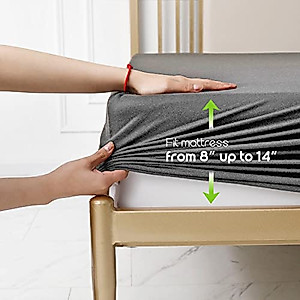 COSMOPLUS Queen Fitted Sheet Only（No Flat Sheet or Pillow Shams）,4 Way Stretch Micro-Knit,Snug Fit,Wrinkle Free,for Standard Mattress and Air Bed Mattress from 8” Up to 14”,Light Hemp Gray