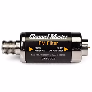 Channel Master FM Filter – Reduces Pixelation & Signal Issues from FM Interference, Indoor/Outdoor Use, Built-in O-Ring for Weather Protection, Enhances OTA Digital HDTV Signal Quality