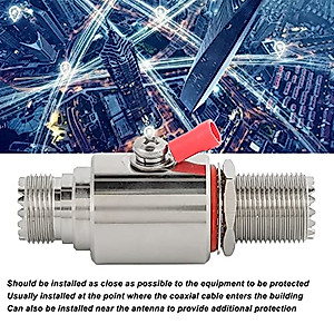 UHF Coaxial Lightning Arrestor, Axial Lightning Surge Protector for CB Ham Base Antennas, Professional Female to Female Lightning Arrester,Two-Way Radio and Other Antennas