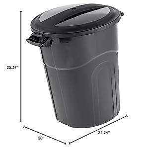 AYOYZ 20 Gallon Heavy Duty Plastic Garbage Can, Included Lid, Black