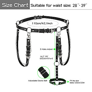 XZQTIVE Punk Waist Chain Belt, Fashion Gothic Rock Skinny Leather Belt Heart Women Steampunk Body Chains Accessories for Dress Skirt Black (A-Waist Chain Belts with Leg Ring)