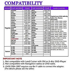 Aux Interface,Yomikoo Mp3 Player Adapter Car Digital Music Cd Changer 3.5mm for Toyota (5+7) Pin Corolla RAV4 Highlander Yaris Camry Avensis