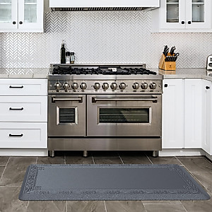 Anti Fatigue Kitchen Mat by DAILYLIFE, 3/4" Thick Kitchen Floor Mat, Standing Comfort Mat for Home, Office, Garage - Non-Slip Bottom, Cushioned, Waterproof & Easy-to-Clean (24" x 60", Grey)