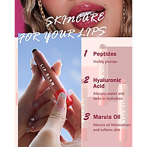 Hydrating Tinted Lip Balm Set-3Pcs Natural Gloss Lip Balm Plumper,Long Lasting Lipgloss Creamy Lipstick,Lightweight High-Pigment Lip Stain Pen Lip Crayon Stick, Christmas Makeup Gift for Women-Set A