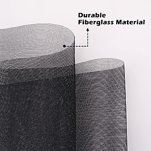 HTVRONT Window Screen Replacement and Screen Repair Kit for Windows or Doors, 48"*118" Window Screen Roll with Rolling Tool/Hook/Spline, Screen Door Repair Kit-Black