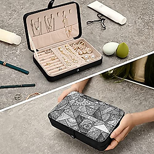 Oyihfvs Mandala Patchwork Islam, Arabic, Indian, Ottoman Motifs Leather Jewelry Bag, Jewelry Storage, Portable Jewelry Organizer Boxes for Women Lady Necklace, Earrings, Rings, Bracelet