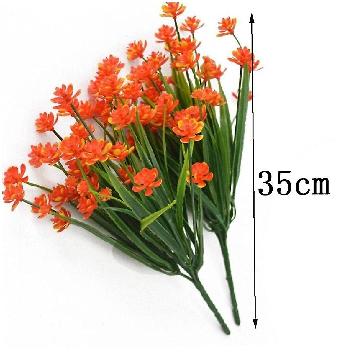 TOSSPER 1 Bundles Artificial Flowers, Fake Simulation Plant Plastic Shrubs for Home Garden Porch Window Wedding Party Decor (Orange)