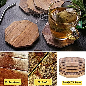 Marbco Sandstone Water Absorbent Hand Crafted Octagon Coasters for Drinks- Set of 6 - 4 inches Wide Thirsty Stone bar/Drink Coasters Made from Real Solid Stone (Without Holder, Set of 6)