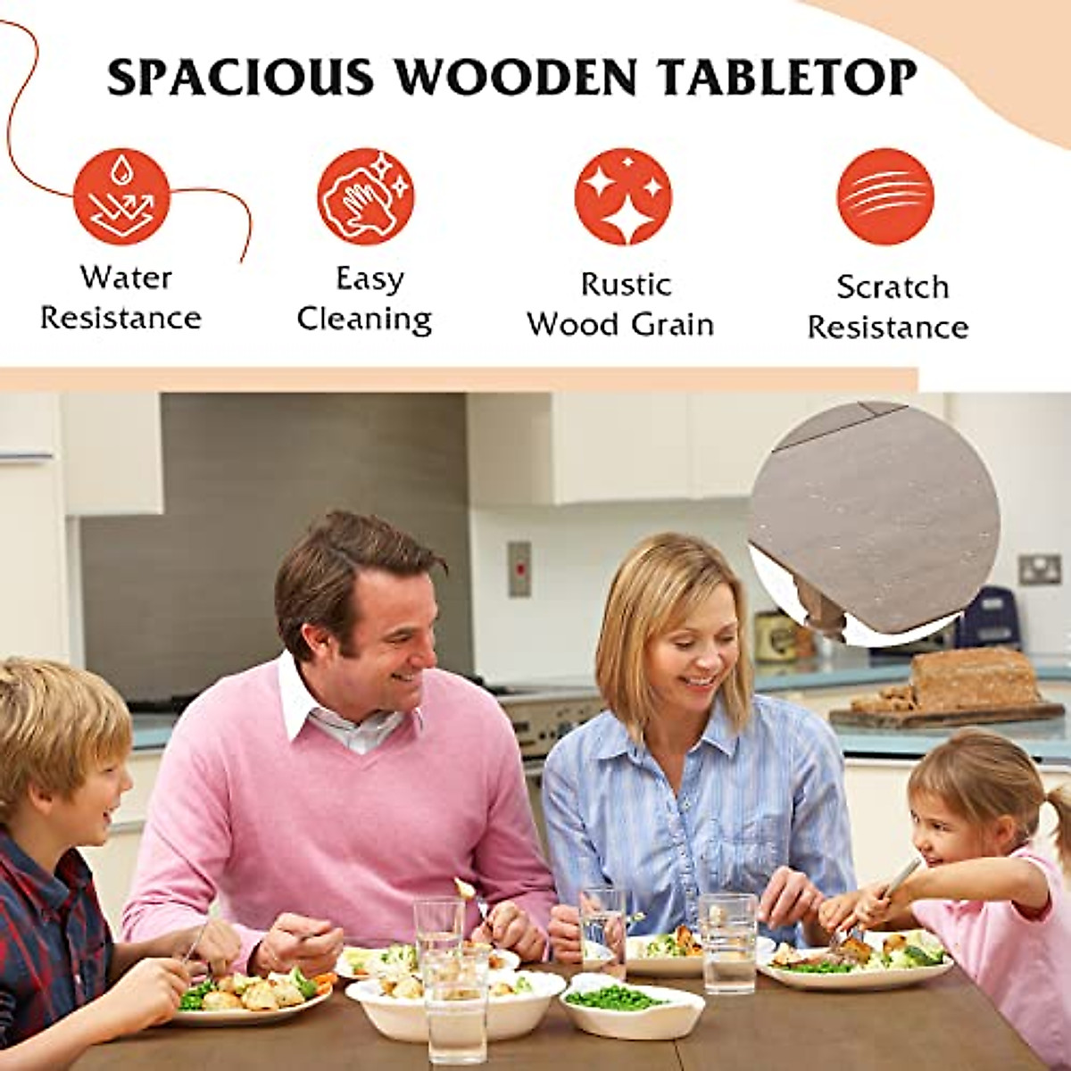 Giantex Farmhouse Dining Table, Extendable Butterfly Leaf Dinette Table w/Mahogany Finish & 4 Rubber Wood Legs, Rectangle Extension Kitchen Dinner Table for Kitchen Dining Room (Rustic Brown)